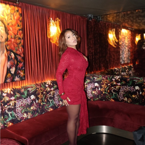 Murci | Dresses | Chic Asymmetrical Red Lace Dress | Poshmark